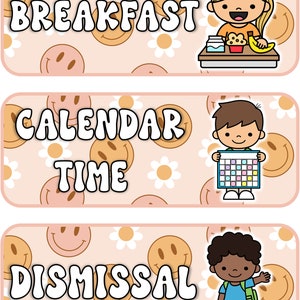 Groovy Retro Schedule Cards With Pictures | Groovy Retro Classroom ...