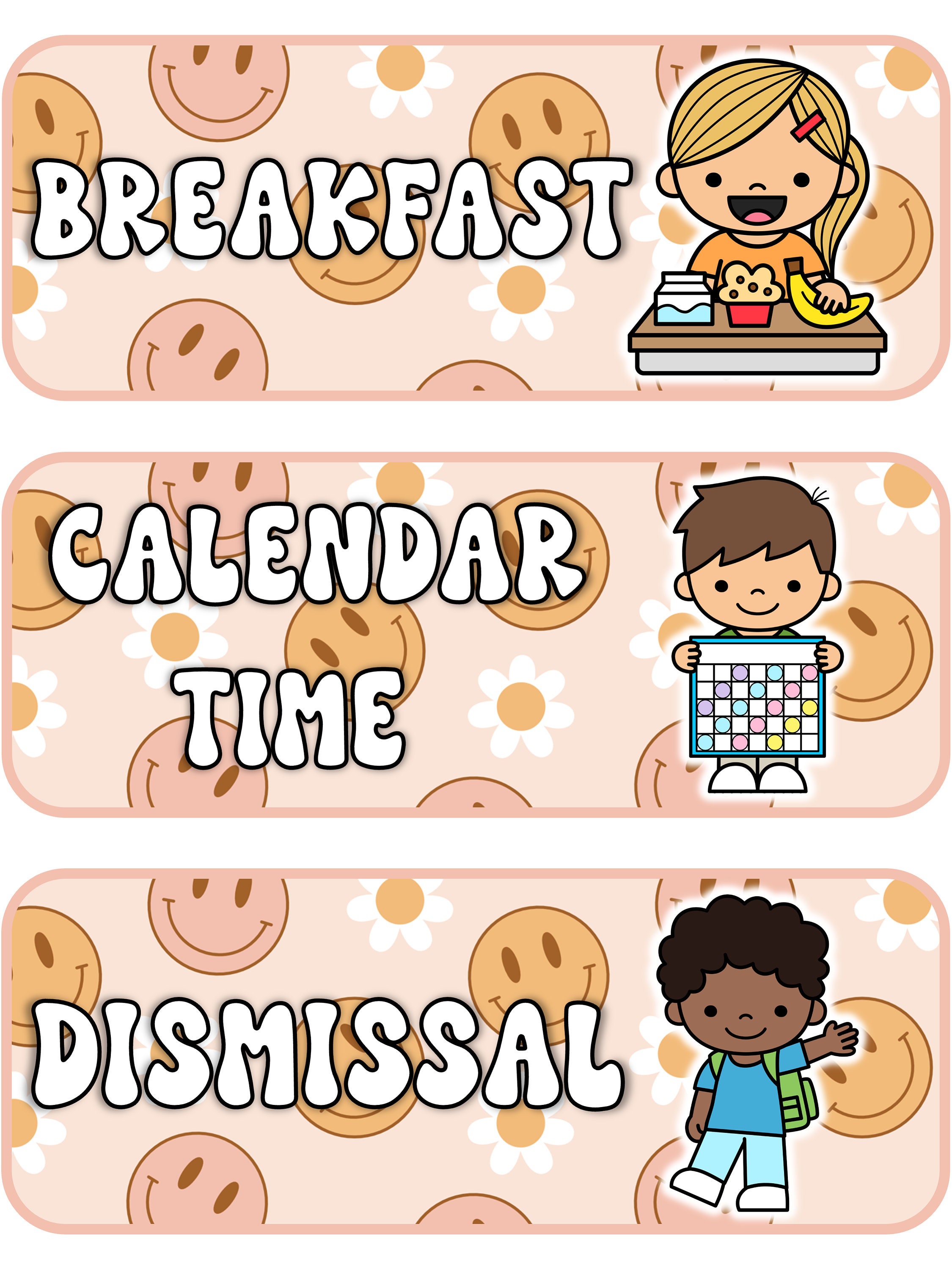 Groovy Retro Schedule Cards With Pictures | Groovy Retro Classroom ...