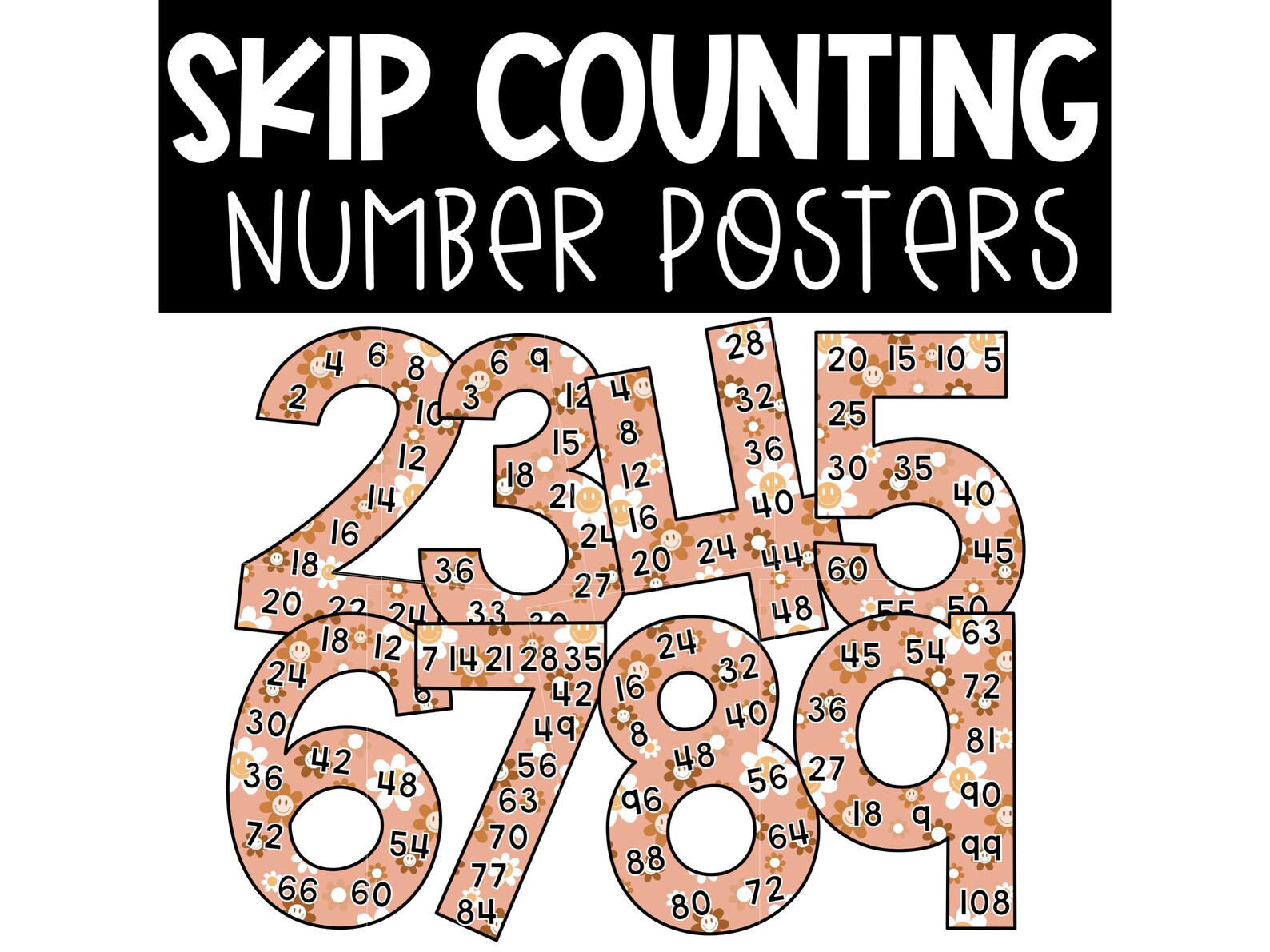Groovy Retro Skip Counting Posters | Groovy Retro Classroom Decor - Etsy