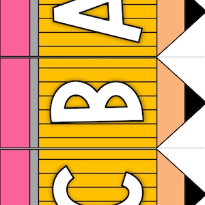 Pencil Bulletin Board Letters and Numbers | Pencil Classroom Sign ...