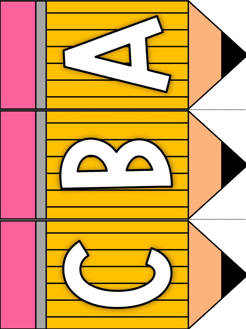 Pencil Bulletin Board Letters and Numbers | Pencil Classroom Sign ...