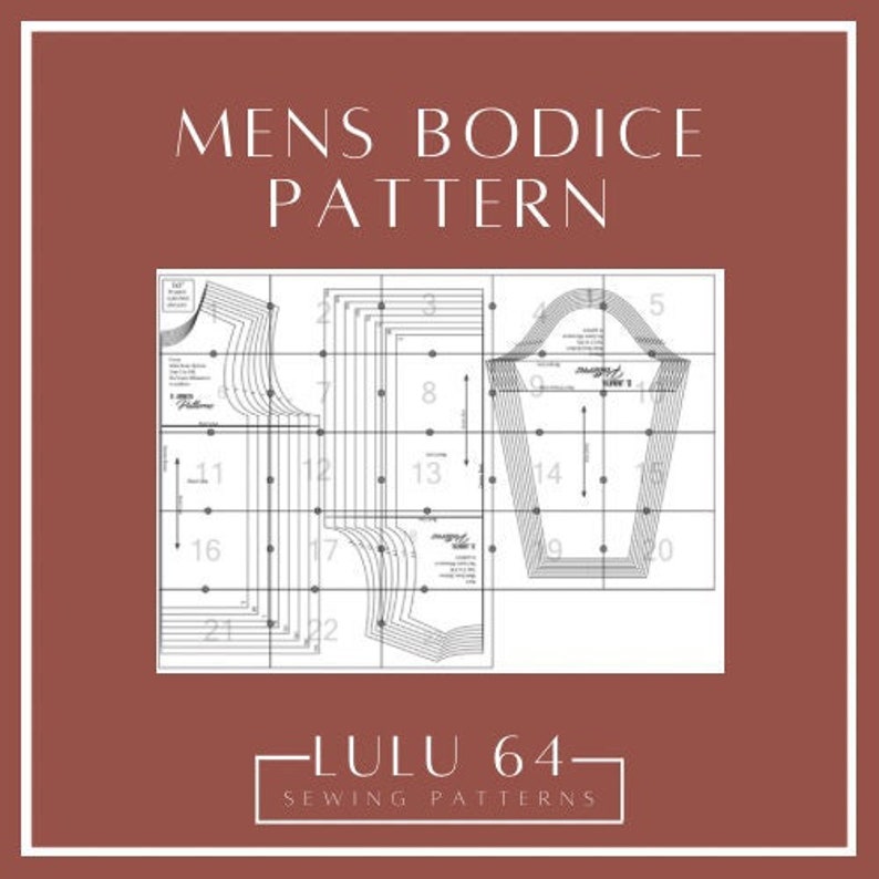 Mens Bodice Block PDF Pattern | Sizes Small, Medium, Large, XL, 2XL ...