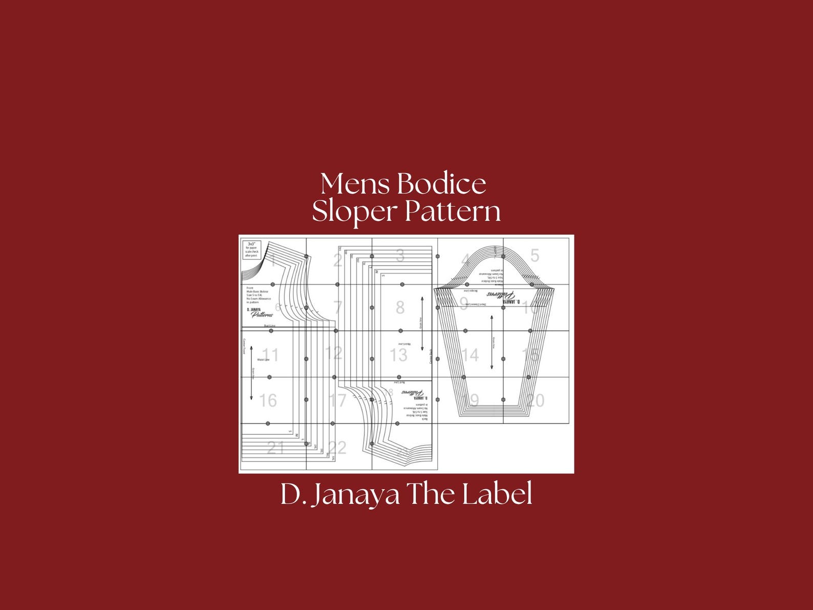 Mens Bodice Sloper Pattern | Foundation Sewing Design | Size Small ...