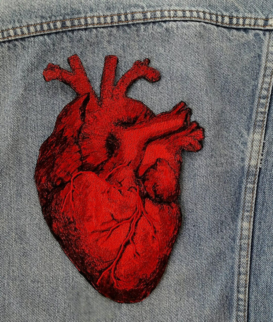 Handmade Embroidered Vintage Graphic Heart Jacket Iron on Patch - Etsy