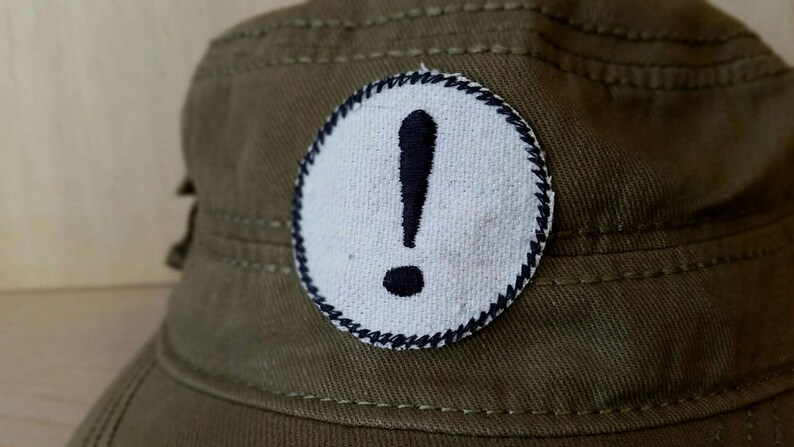 HandmadeEmbroidered Exclamation Point Upcycled Canvas Iron On Artisan ...