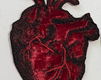 Small Embroidered Velvet Heart Patch - Etsy