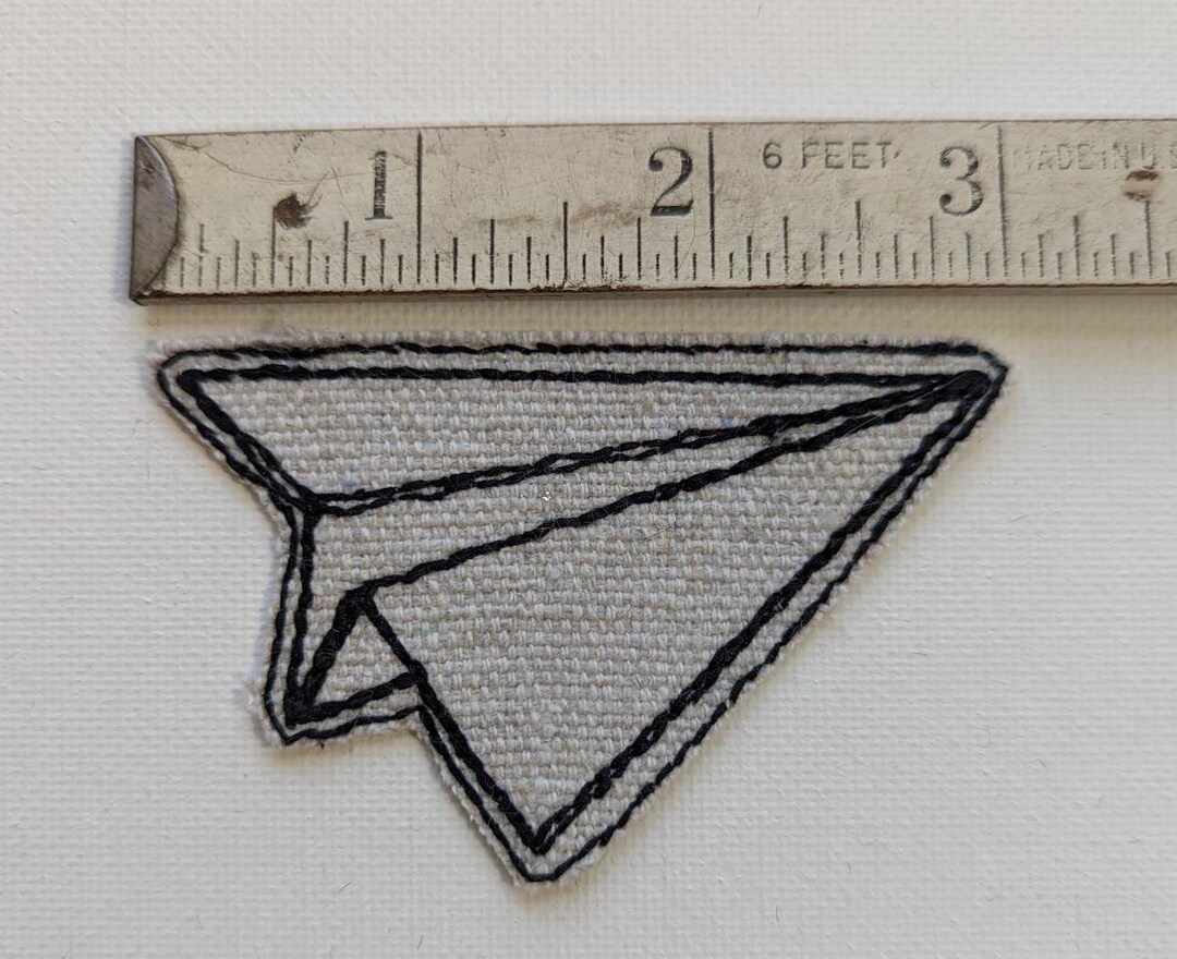 Embroidered Paper Airplane Iron on Canvas Patch - Etsy