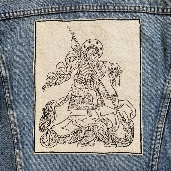 Embroidered St. George and the Dragon Upcycled Canvas Jacket - Etsy