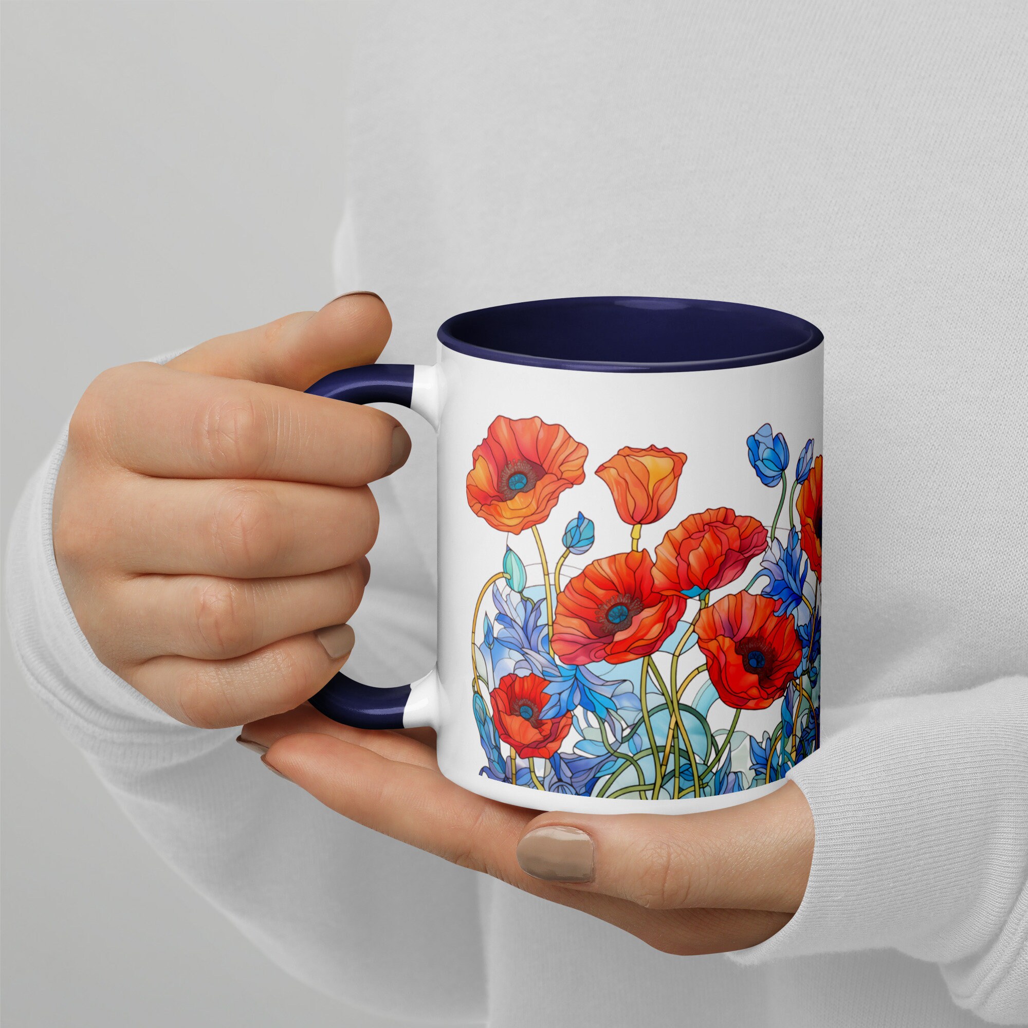 Red Flowers Mug Floral Coffee Mug Colorful Tea Cup Mom Gift Mothers Day ...