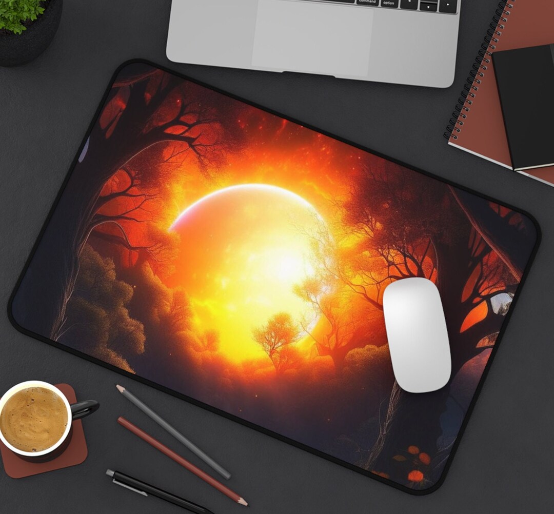 Fireball Sun Desk Mat Mysterious Sun Gaming Mat Gothic Sun Office Mouse ...