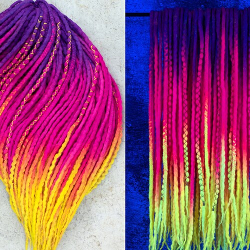 Pink Dreadlocks Wool Dreads Extensions Black Ombre Dreads | Etsy