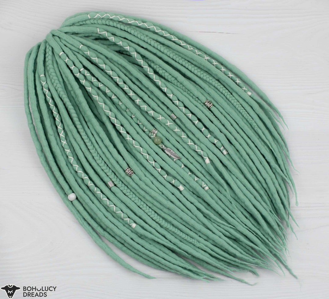 Pastel Mint Dreads, Soft Dreadlock Extension, Handmade Wool Dreadlocks ...