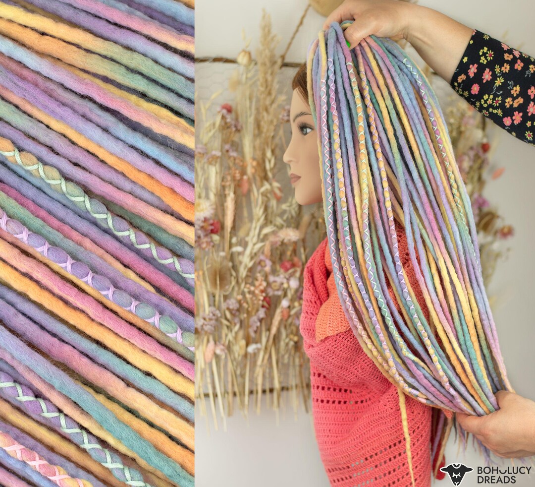 Full Set Dreads, 50 Double Ended Pastel Dreadlock Extensions, Ready to ...