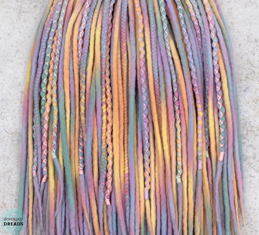 Dreadlock Extension Set Pastel Rainbow Full Set of Double Ended or ...