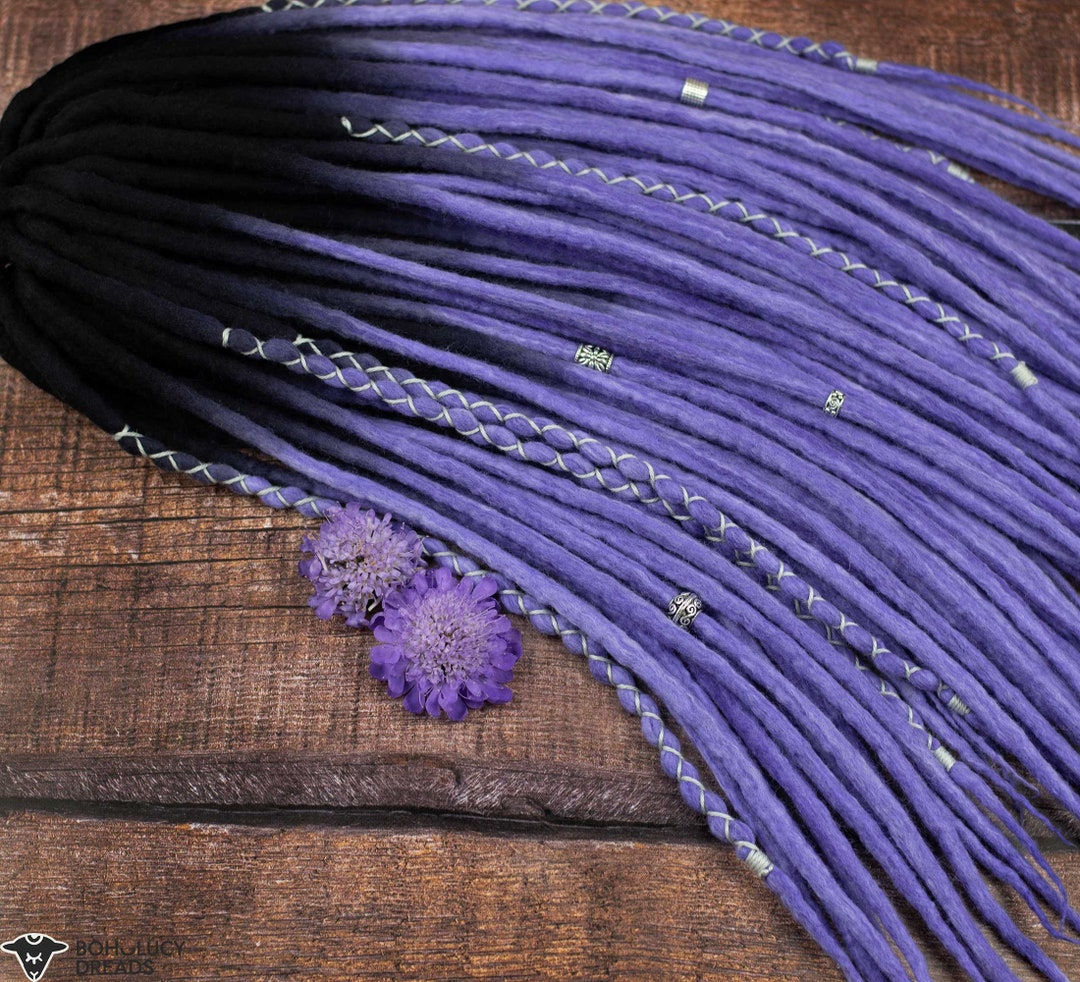 Set of Wool Dreads Ombre DE Dreadlocks Extensions Double Ended Fake ...