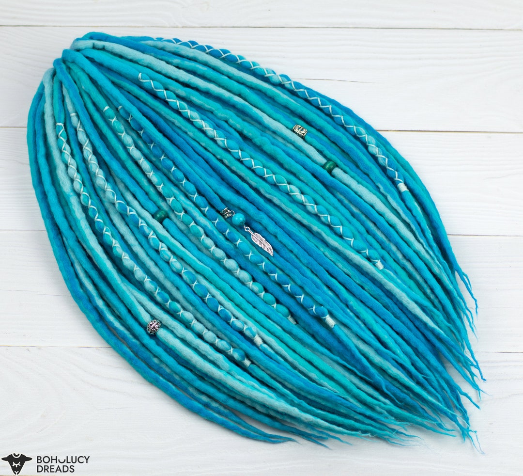 Dreadlock Extensions Wool Blue Full Set Dreads everblue Double Ended or ...