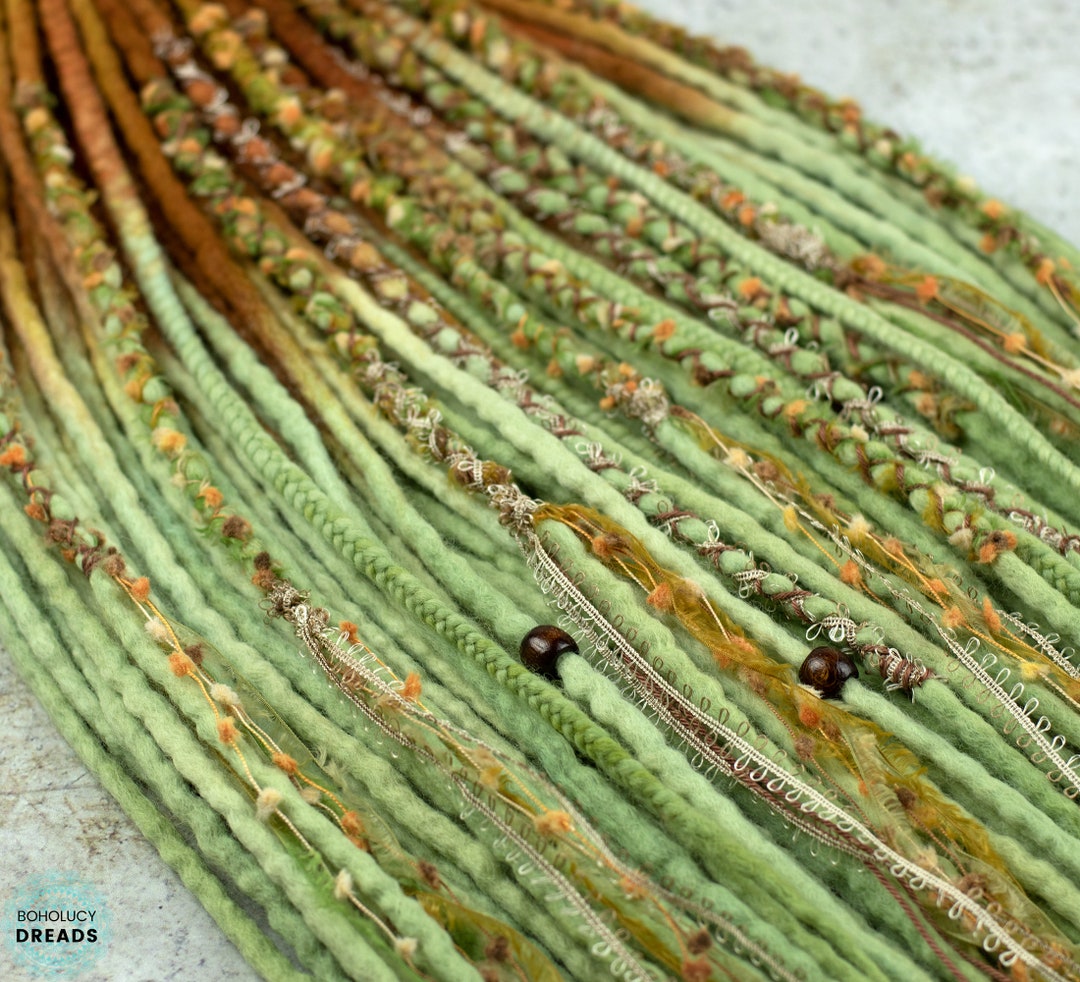 Forest Fairy Merino Wool Dreadlock Extensions, Moss Green and Rust ...