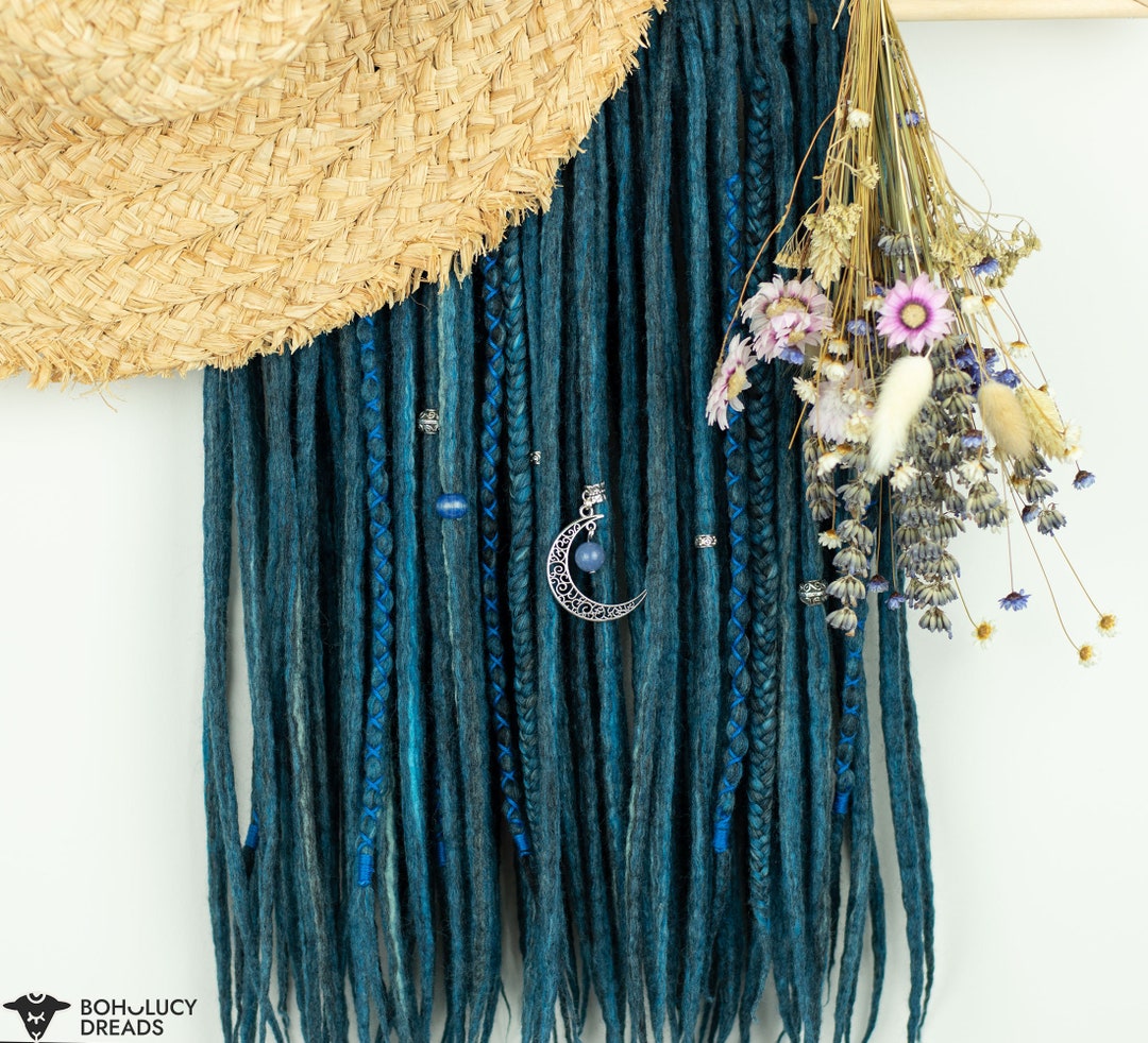 Wool Dreadlocks: Blue Butterfly Braids, DE or SE Extensions, Skin ...
