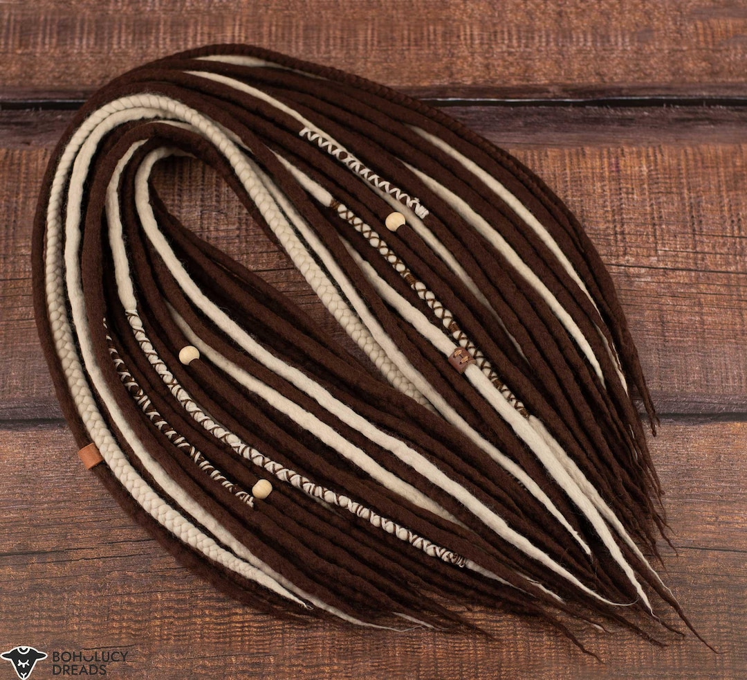 Wool Dreads Chocolate Viking With Braid, Brown Double Ended or Single ...
