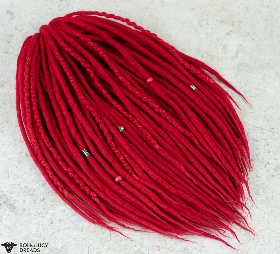 Red Dreadlock Extensions Set, Single Ended or Double Ended "poppy" Red ...