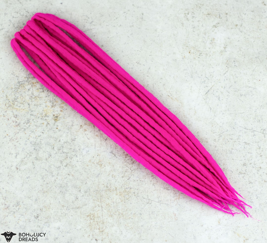 Neon Pink Partial Wool Dread, Set of 10 Handmade Extra Soft Wool Dreads ...