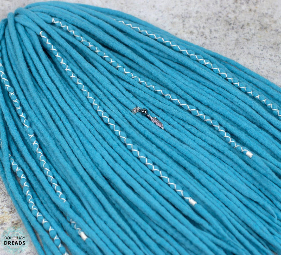 Blue Wool Dreadlock Dread Extension, Boho Dreadlocks, Full Set or ...