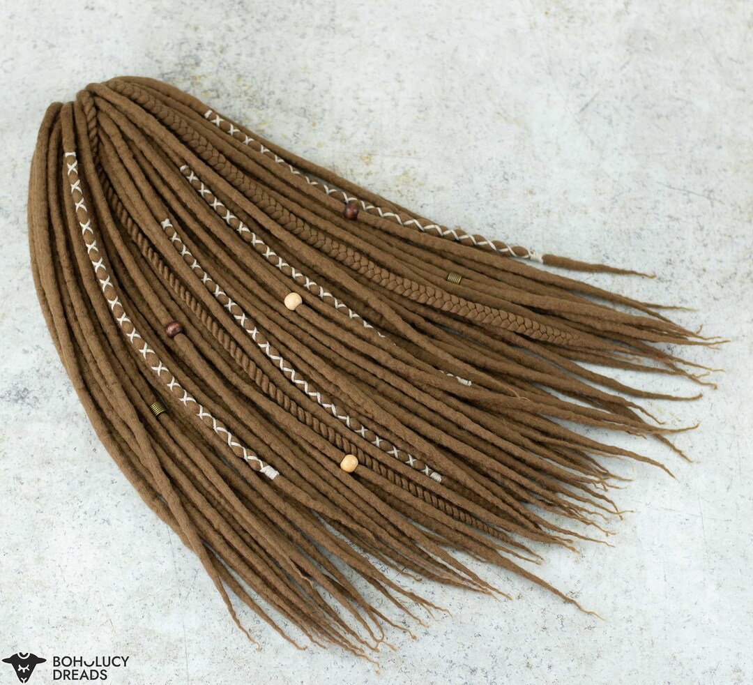 Wool Dreads nut Brown Full Set Dreadlock Extension Gift for Viking ...