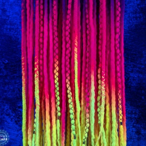 Flourescent Wool Dreads "neon Queen" Ombre Neon Festival Hair Extension ...
