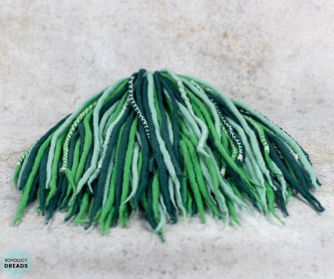 Green Dreadlocks, Natural Wool Dreads, Green mint Cocktail Dread ...