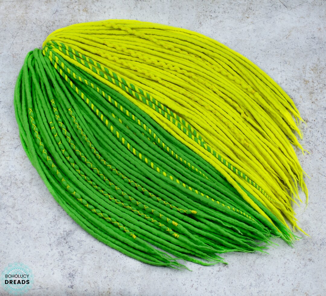 Set of Wool Dreadlock Neon Dread Double Ended or Single Ended Wool ...