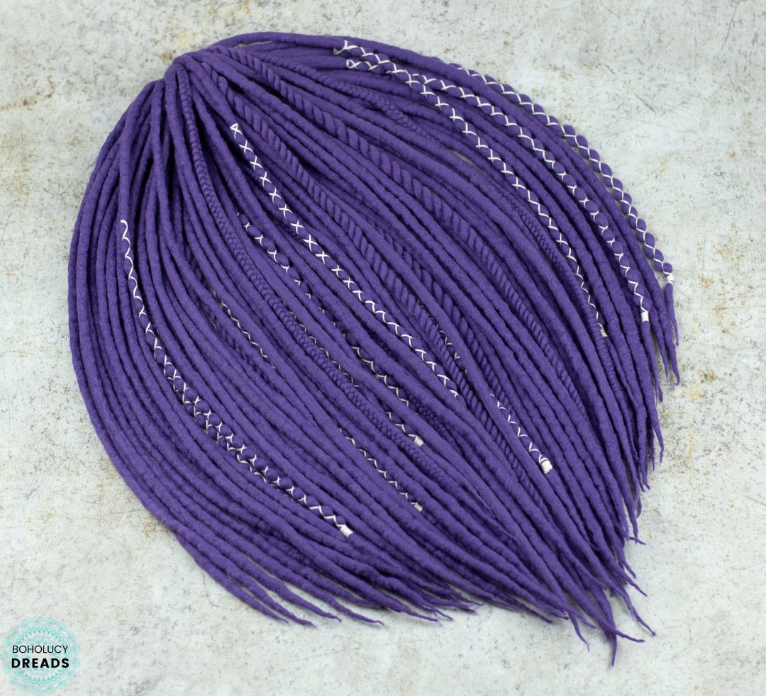 Purple Dreadlock, Natural Wool Dreadlock, Wool Dread With Braid and ...