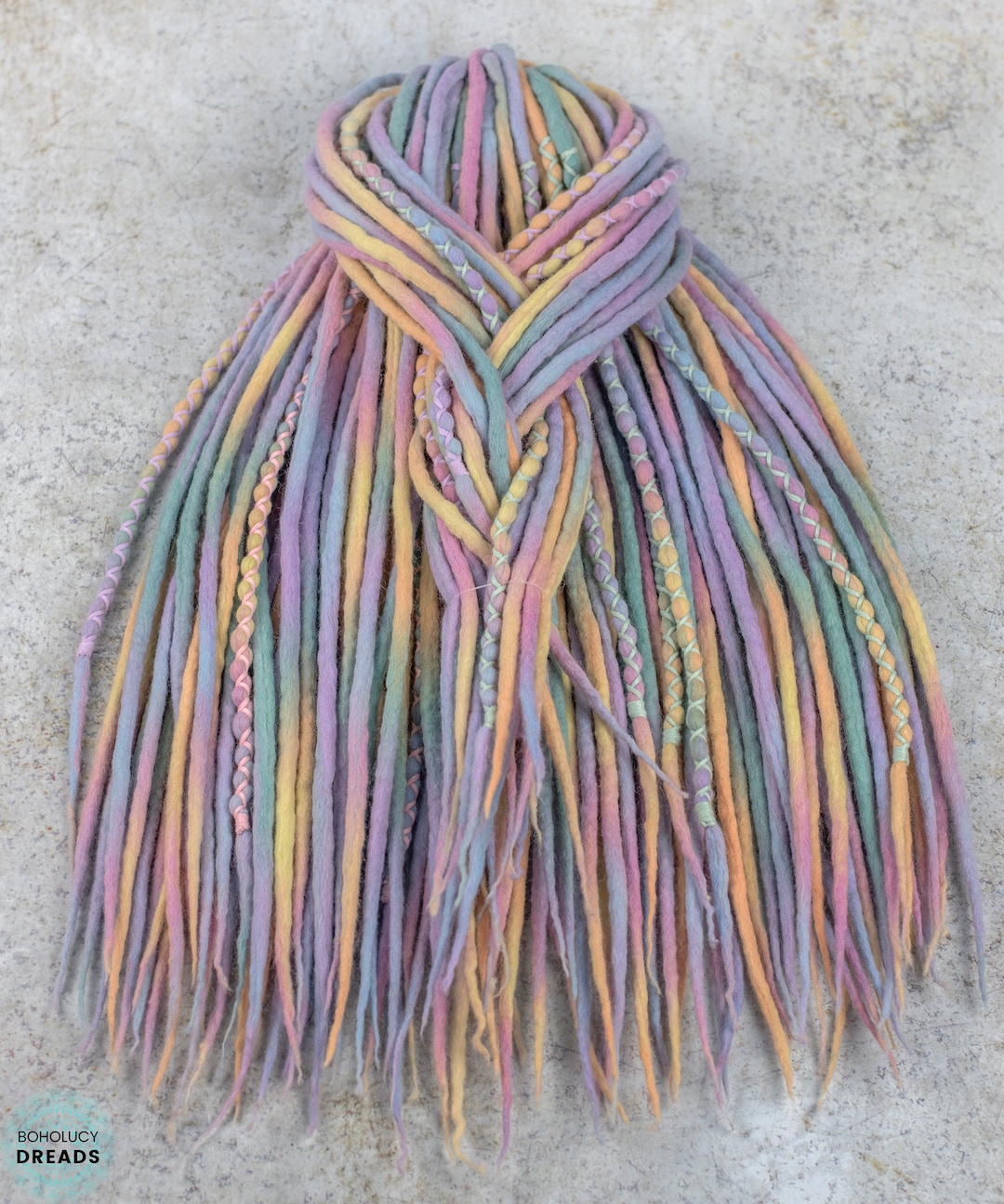 Pastel Dreadlock Set Wool Dread Extension pastel Rainbow Hair Extension ...