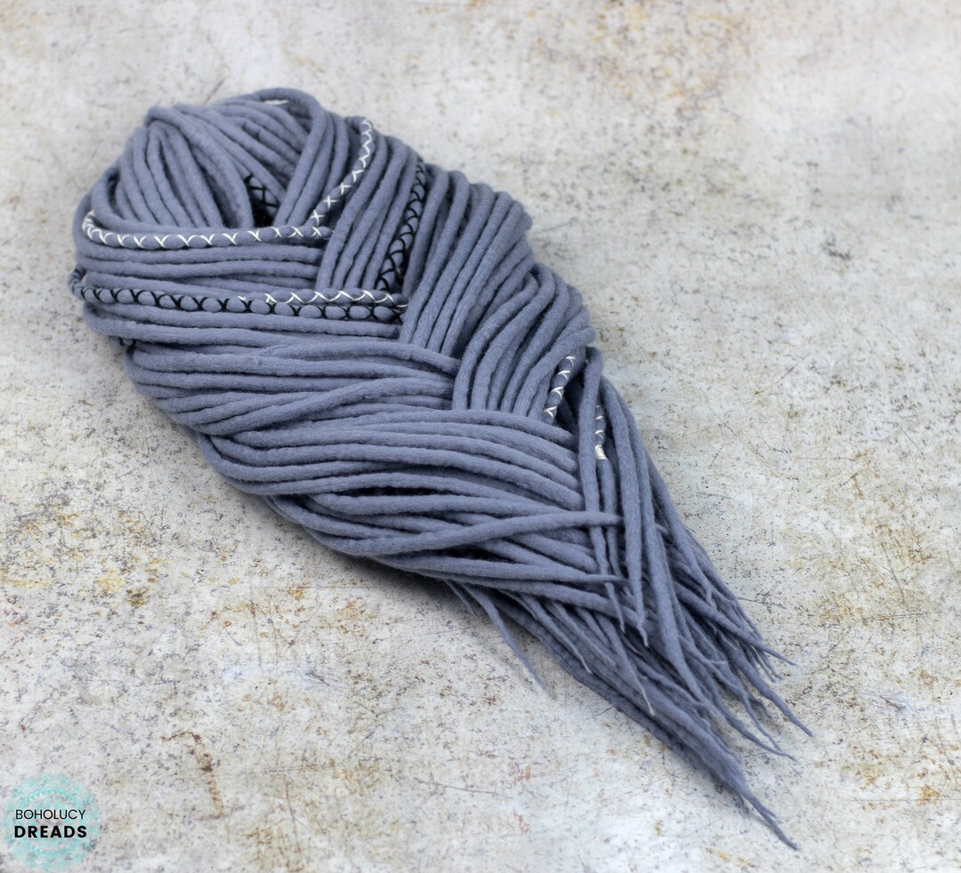 Set of Grey Dreadlock Extension, Dread for Gothic, Soft Wool Dreadlock ...