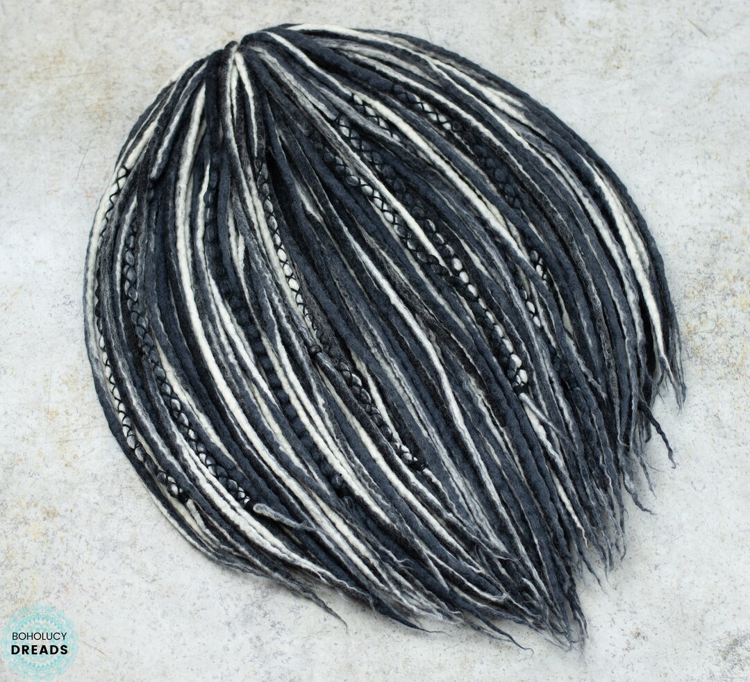 Black Dread Extension, Handmade Wool Dreads, Double Ended or Single ...