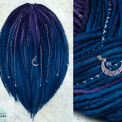 Blue Wool Dreadlocks Black Dreads Extensions Double Ended - Etsy