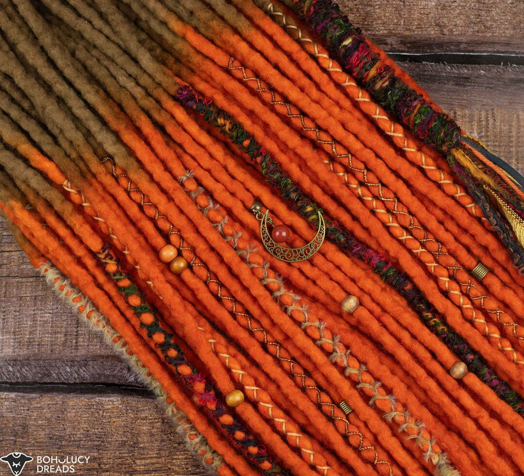 Ombre SE Wool Dreads, Boho Dreadlocks "warm Spices", Ready to Ship Set ...