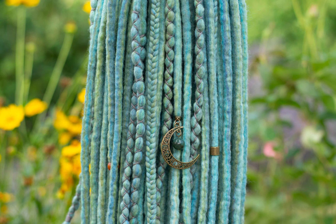 Wool Dreadlocks "luna Moth" Dreads Turquoise and Light Green Blended ...