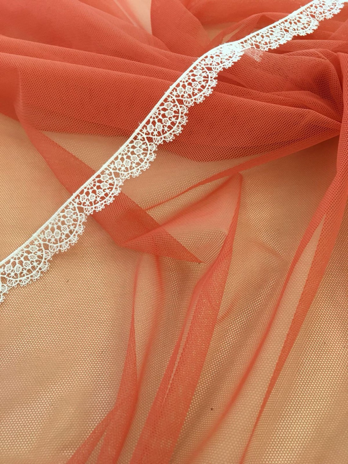 Orange tulle fabric 57 145 cm wide sold per meter | Etsy