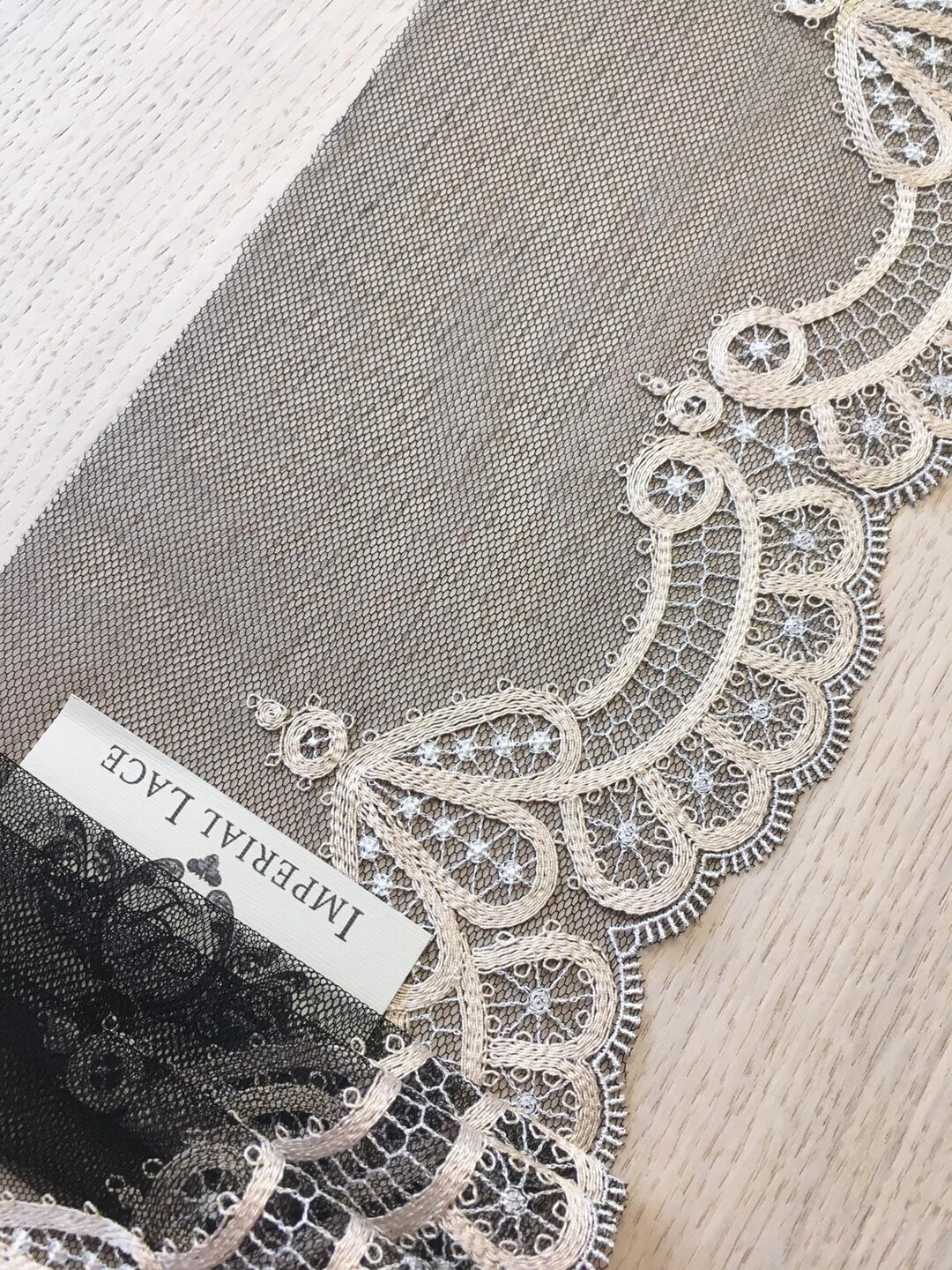 Black Chantilly Lace Trim: Scalloped French Embroidered Lace, 6.6" Wide ...