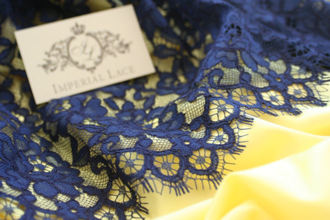 Blauer Spitzenstoff, Spitzenstoff, Boho Spitzenstoff, Alencon ...