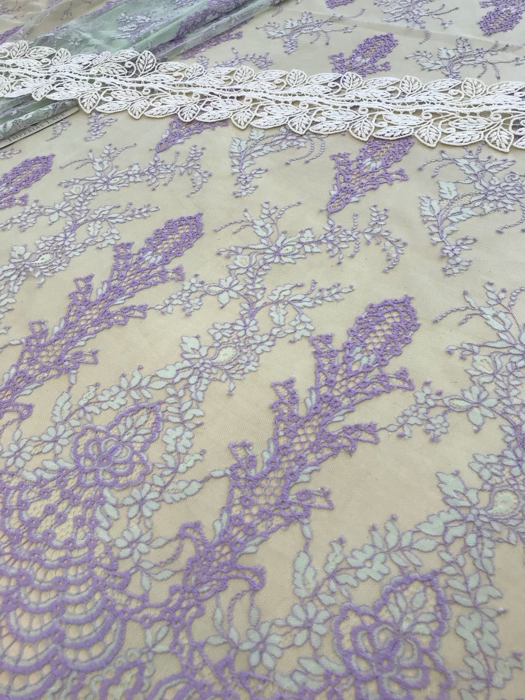 Purple Lace Fabric, Embroidered Lace, French Lace, Bridal Lace, Purple ...