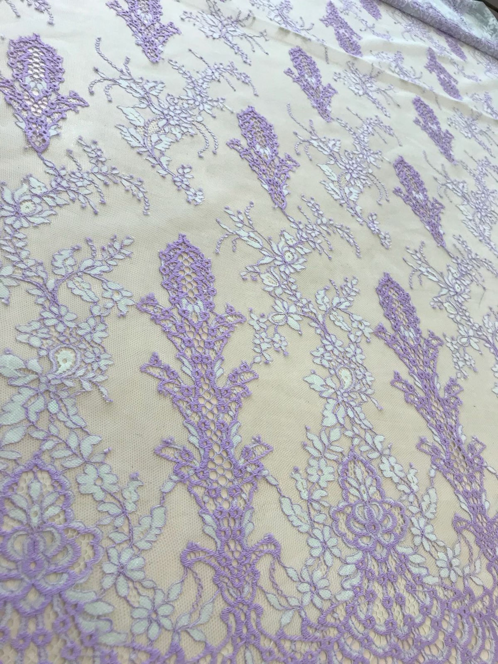 Purple Lace Fabric Embroidered Lace French Lace Bridal - Etsy