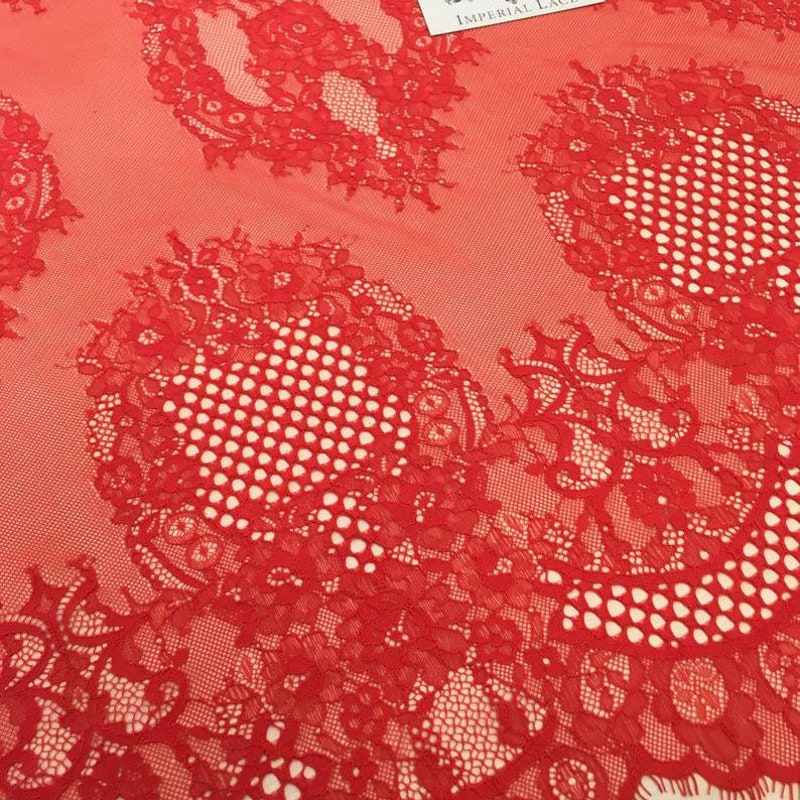 Red Lace Fabric - Etsy