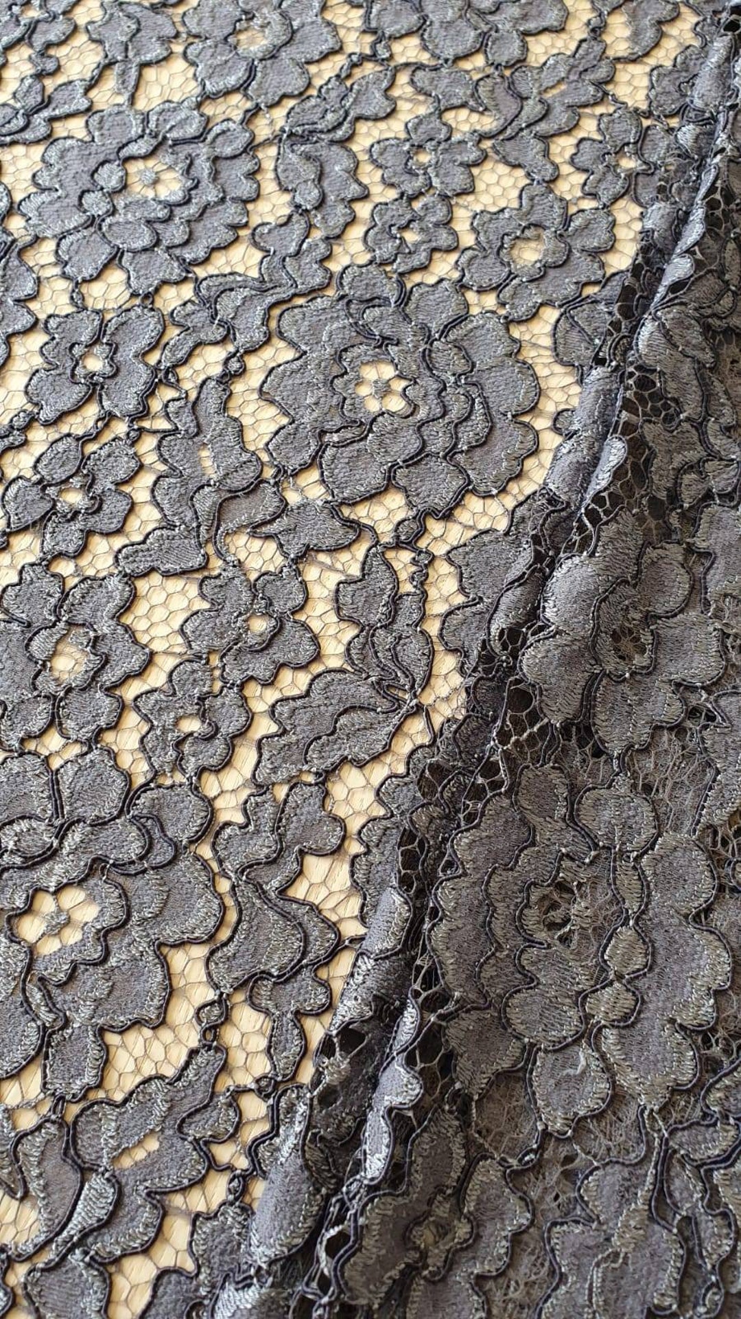 Gray Lace Fabric, Lace Fabric, Boho Lace Fabric, Alencon Lace Fabric ...