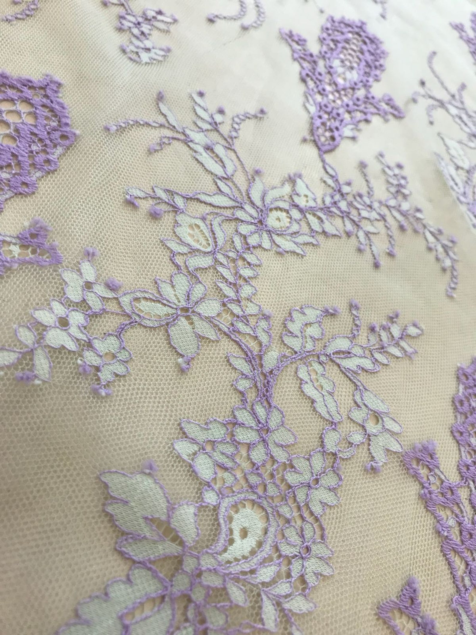 Purple Lace Fabric Embroidered Lace French Lace Bridal - Etsy
