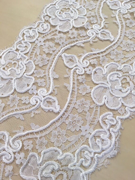 White lace trim fabric store