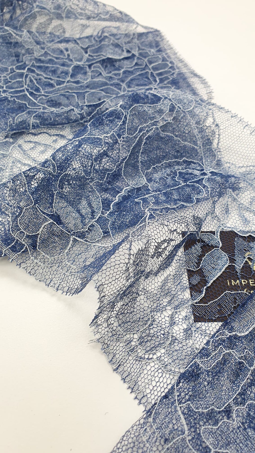 Blue Chantilly Lace Trim: Silver Yarn, Bridal, Couture (18cm) - Etsy