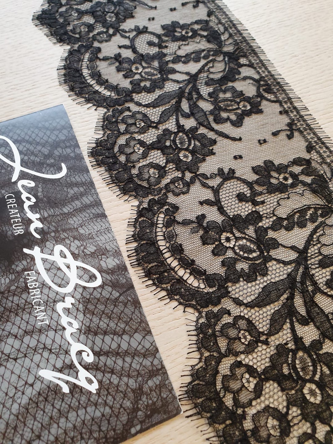 Ribete de encaje negro, encaje Chantilly, ribete de encaje francés ...