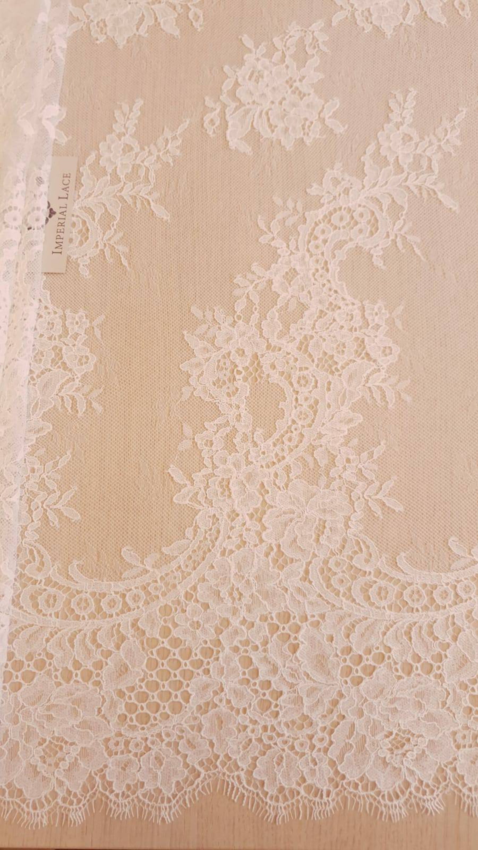Off white lace fabric Embroidered lace French Lace Wedding | Etsy