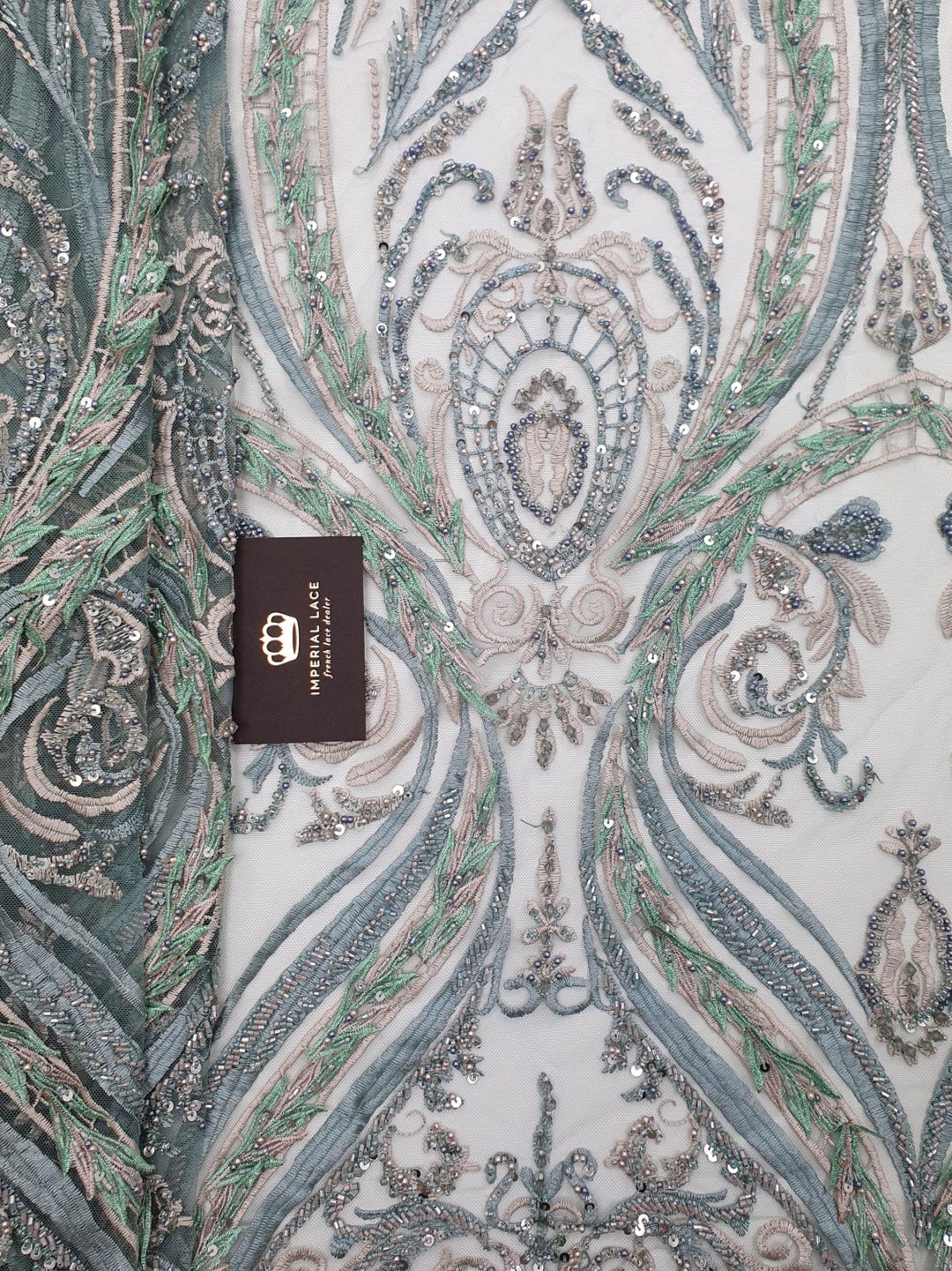 3D Multicolor Beaded Lace Fabric for Gowns, Sequin Fabric, Embroidered ...